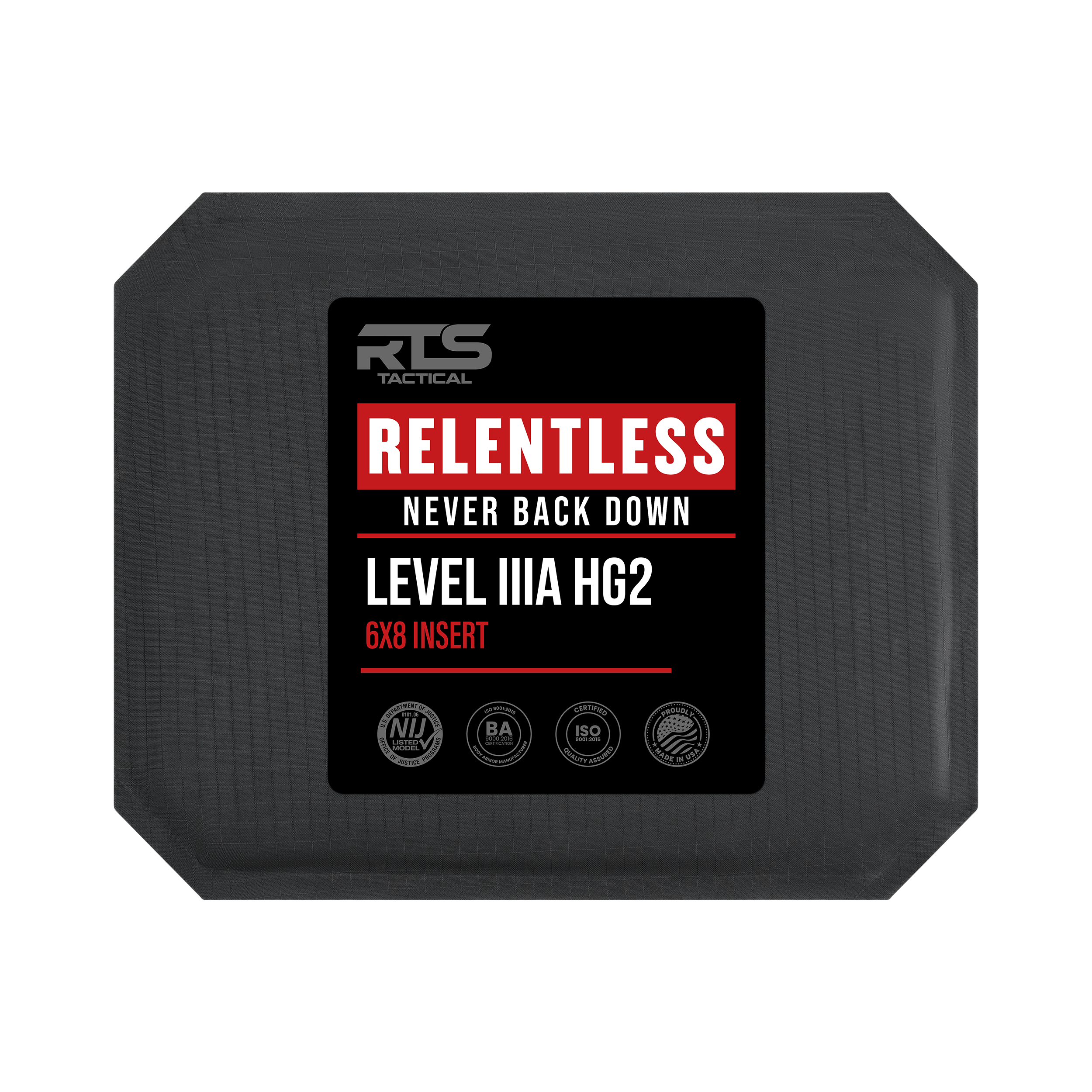 Relentless Soft Armor NIJ 0101.06 Level IIIA HG2 6X8 Insert – RTS Tactical