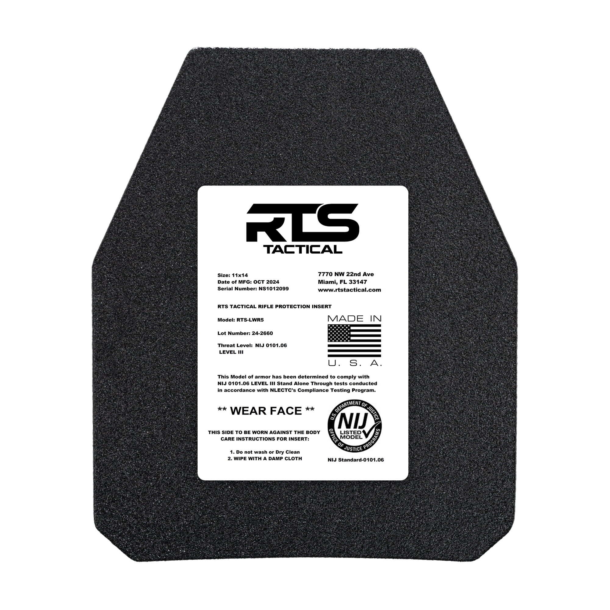RTS LWR5 Level III+ Rifle Special Threats Inserts - 11X14 – RTS Tactical